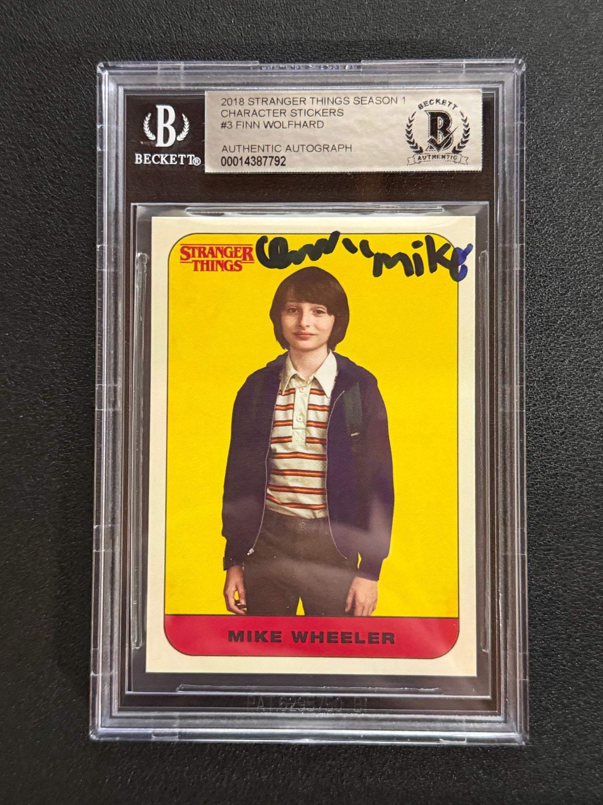 Finn Wolfhard Signed as Mike Stranger Things Season 1 Topps Sticker Ca ...